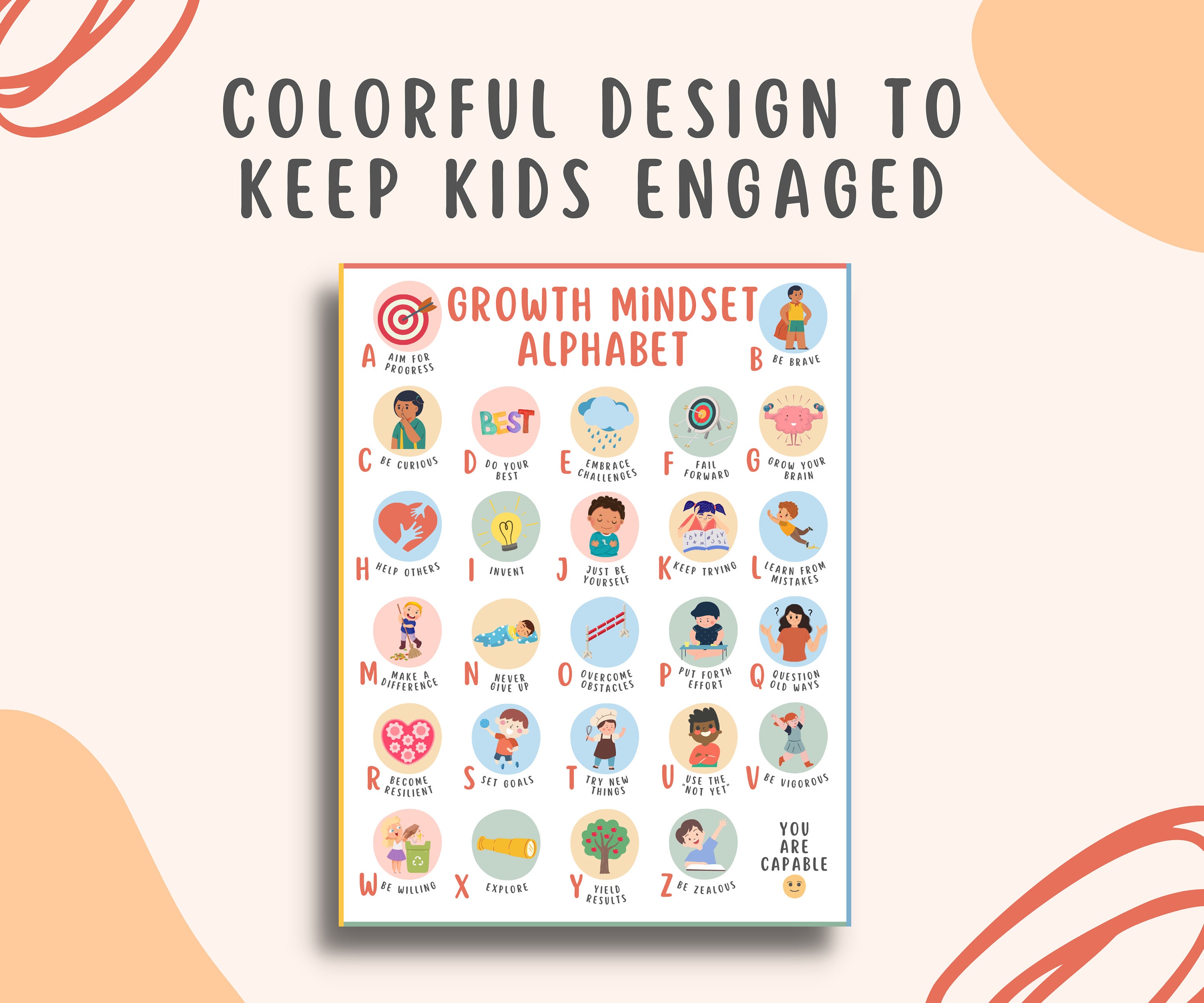 Growth Mindset Print for Kids & Teens, School Counselor Psychology ...