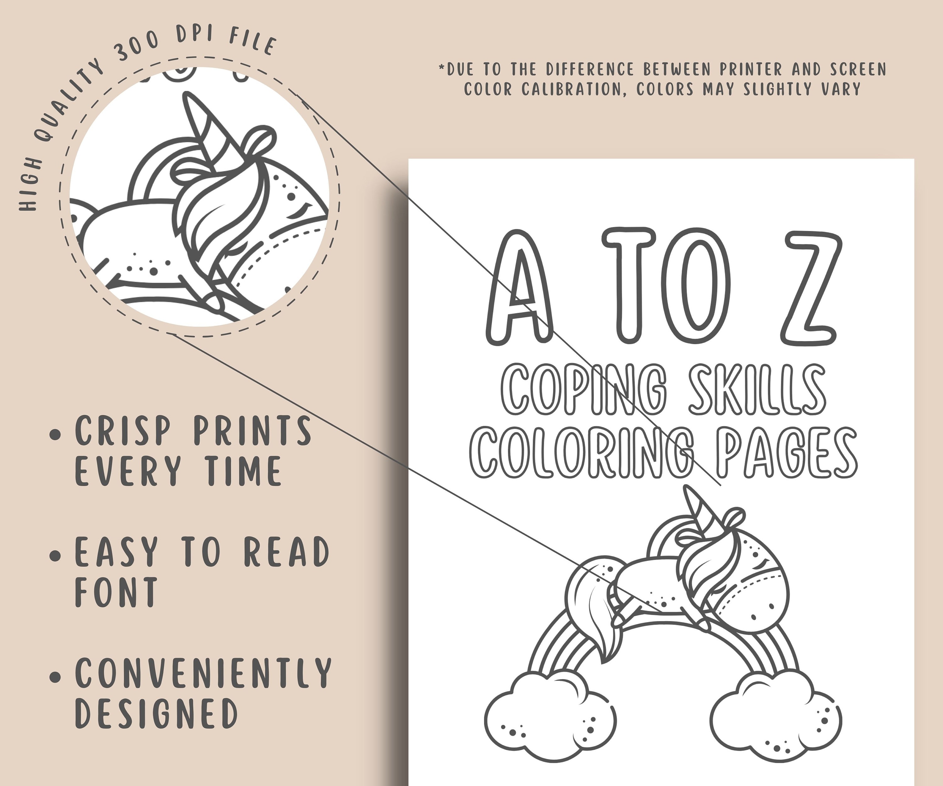 27 Alphabet Coping Skills Coloring Worksheets Grounding Techniques ...