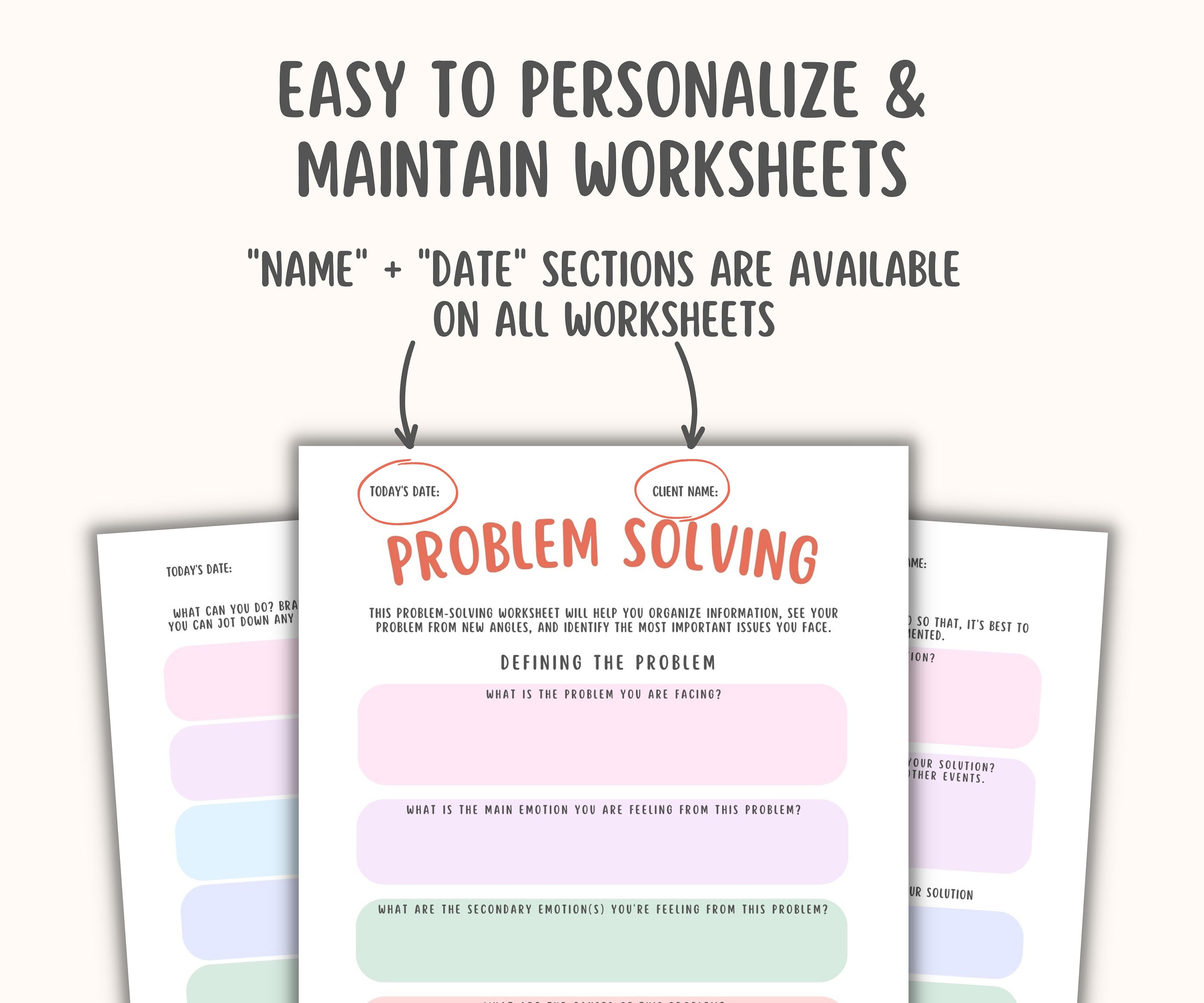 Problem Solving Worksheet, SFBT Worksheets, Solution Focused Brief ...