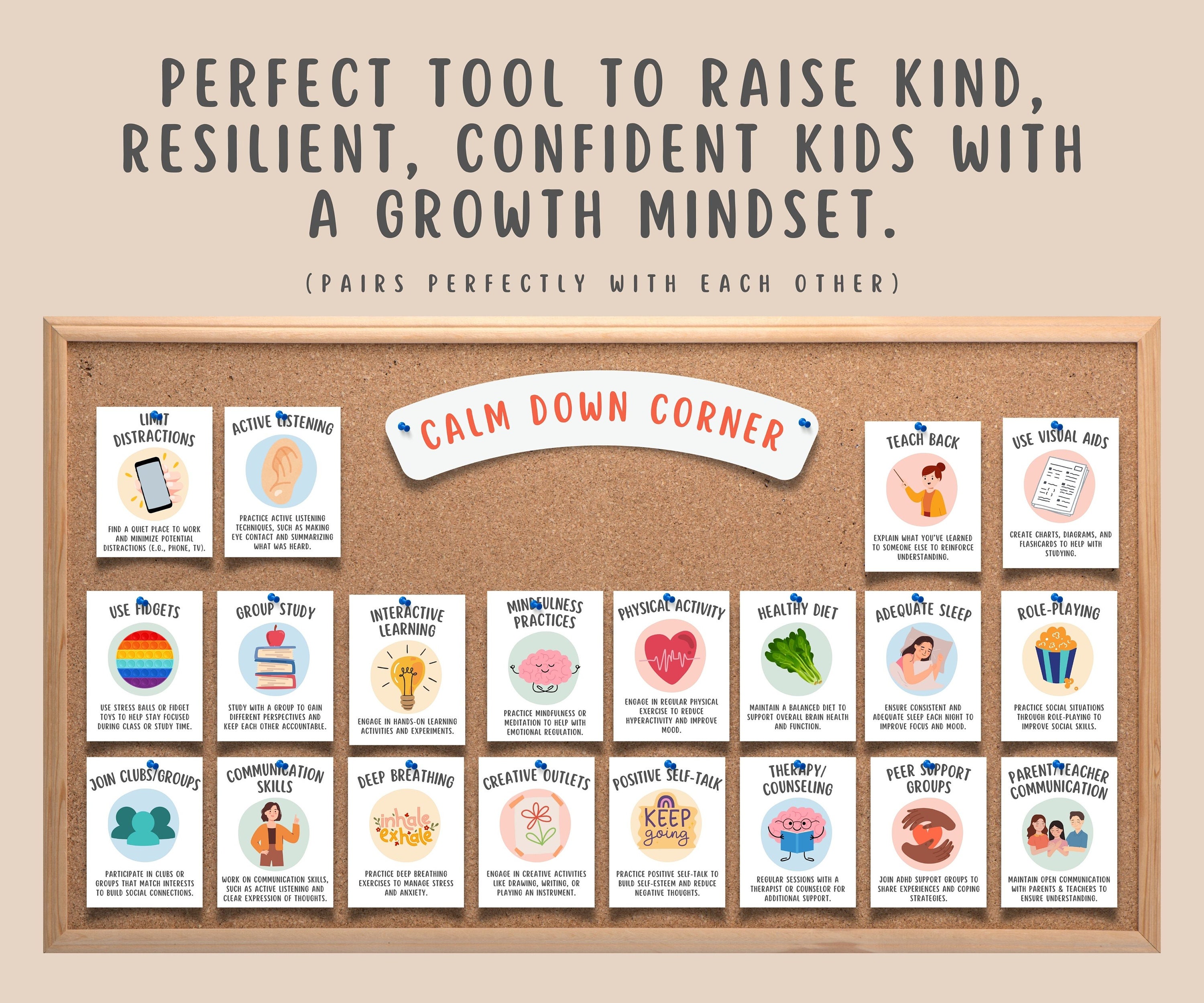 28 ADHD Coping Skills Flashcards for Kids and Teens, Attention Deficit ...