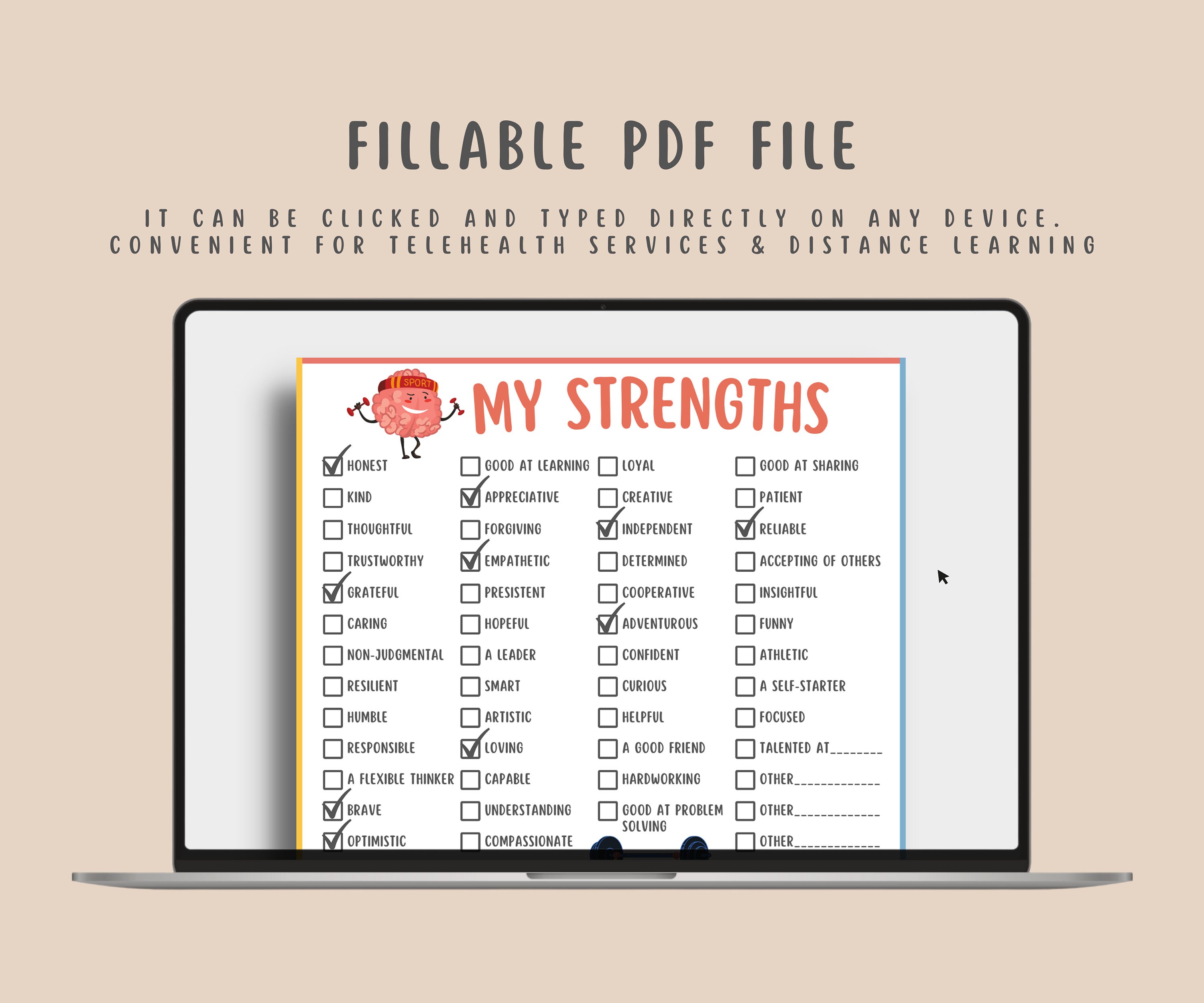 My Strengths Worksheet for Kids & Teens, Self Esteem Journal Children ...