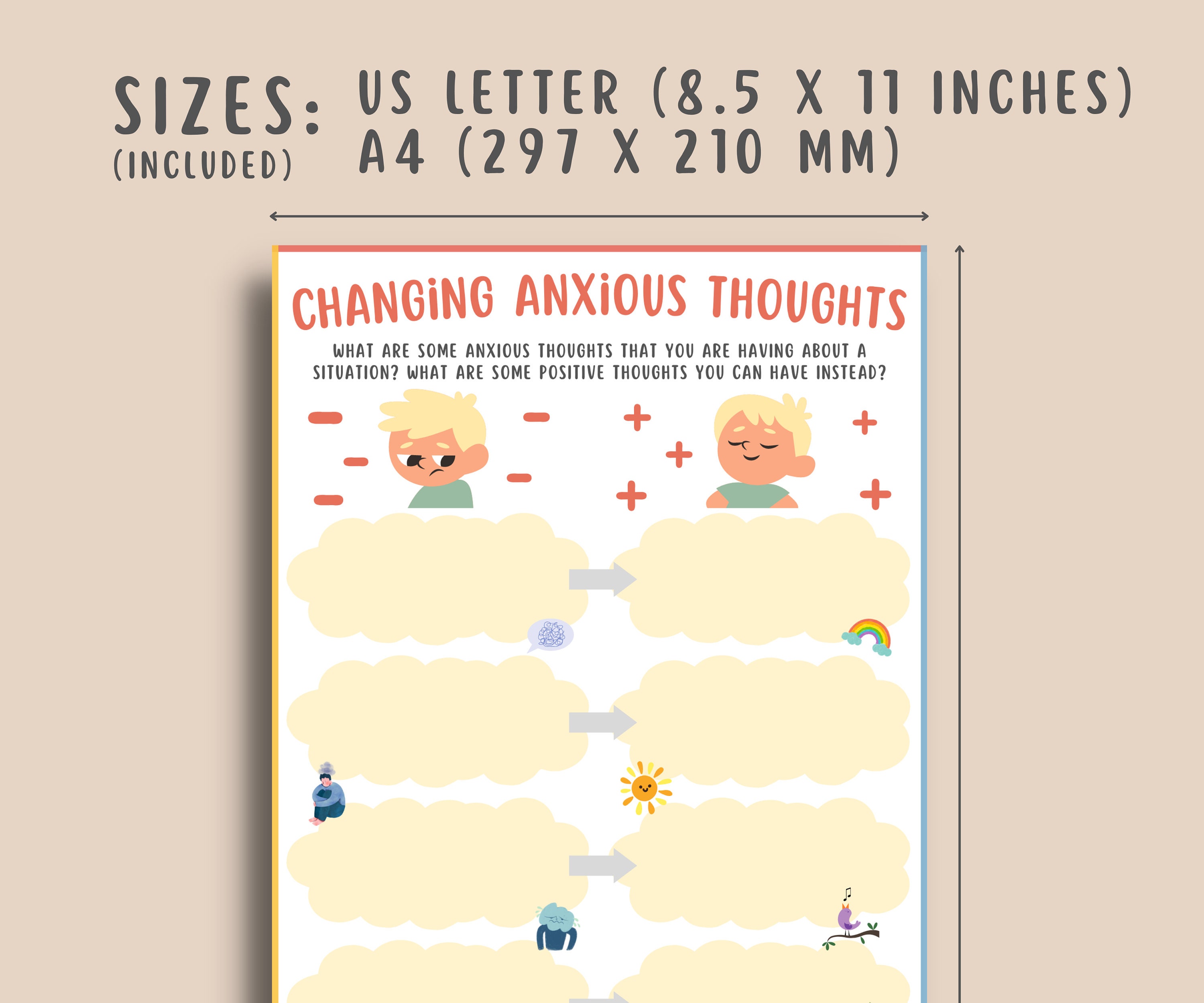 Changing Anxious Thoughts Worksheet for Kids and Teens - Etsy
