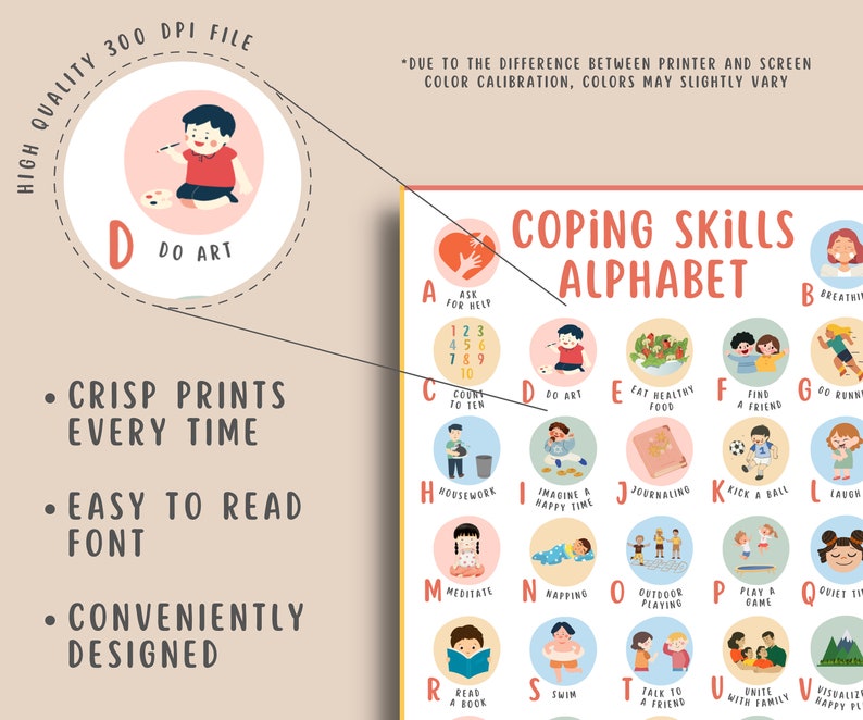 Alphabet Coping Skills for Kids Teens, Grounding Techniques, Social ...