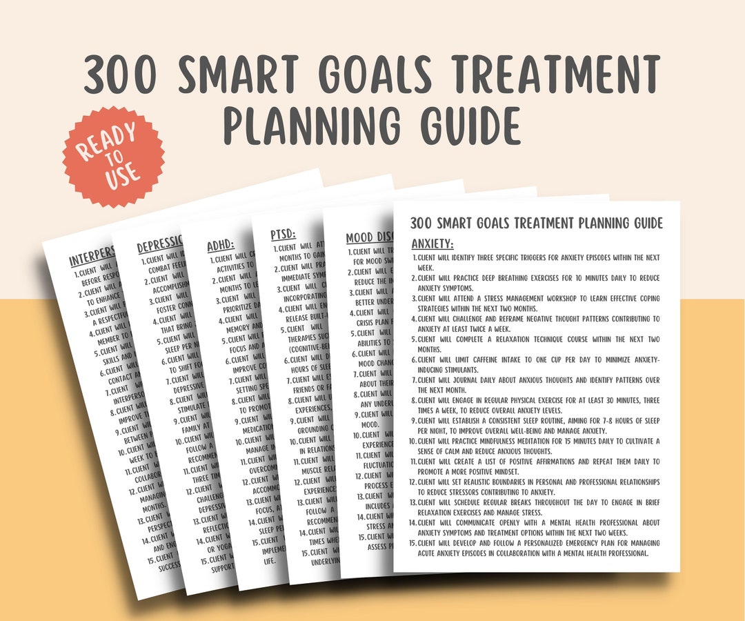 300 SMART Goals Treatment Planning Guide for Mental Health Counselors ...
