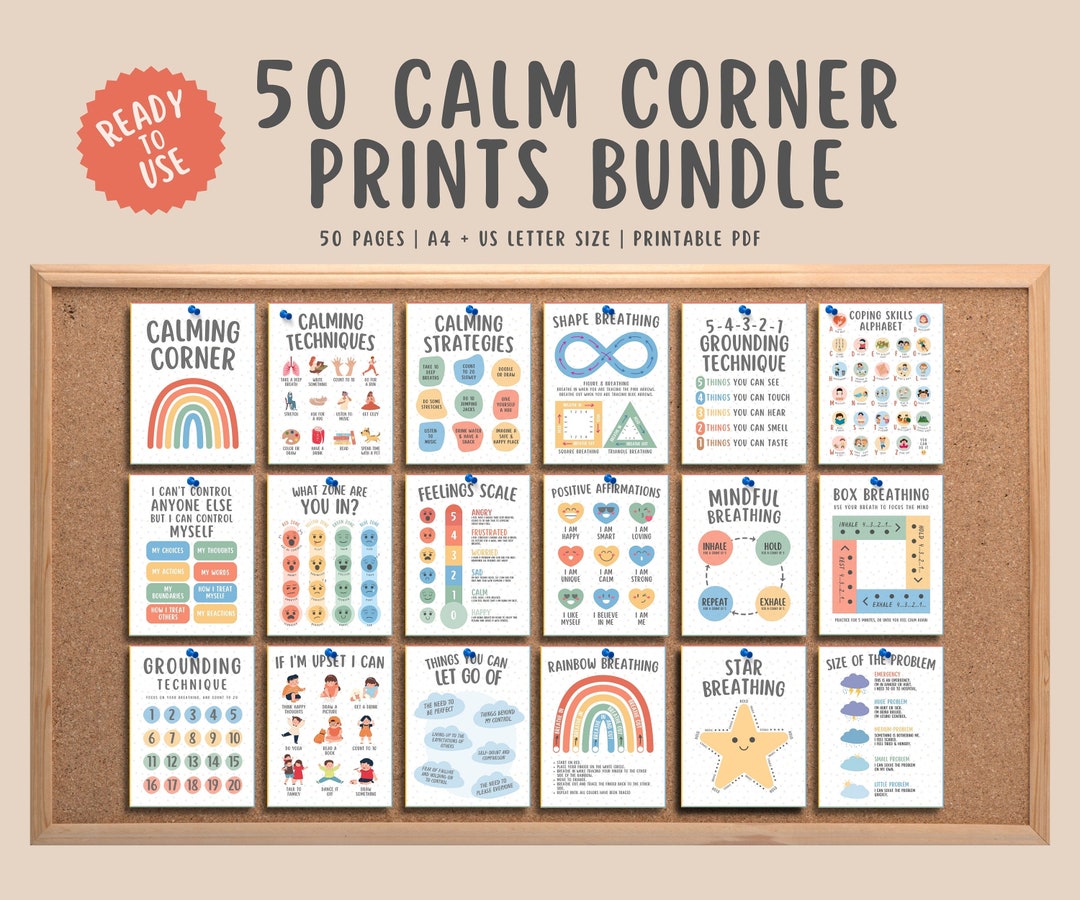 50 Calming Corner Poster Calm Down Self Regulation Social Emotional ...