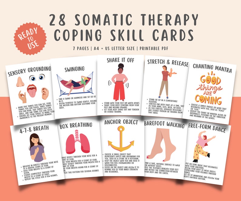 28 Somatic Therapy Coping Skill Cards for Nervous System - Etsy UK