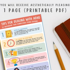 5 ADHD Coping Tips for Teens Handout, Attention Deficit Hyper Activity Disorder Grounding ...