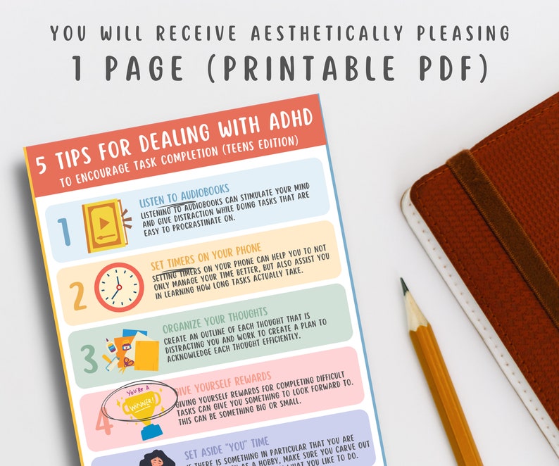 5 ADHD Coping Tips for Teens Handout, Attention Deficit Hyper Activity ...