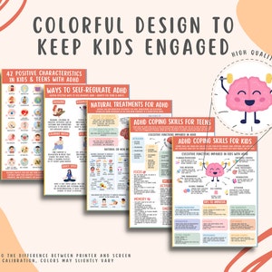 ADHD Coping Skills Bundle for Kids Teens (7 Pages Set) Mental Health ...