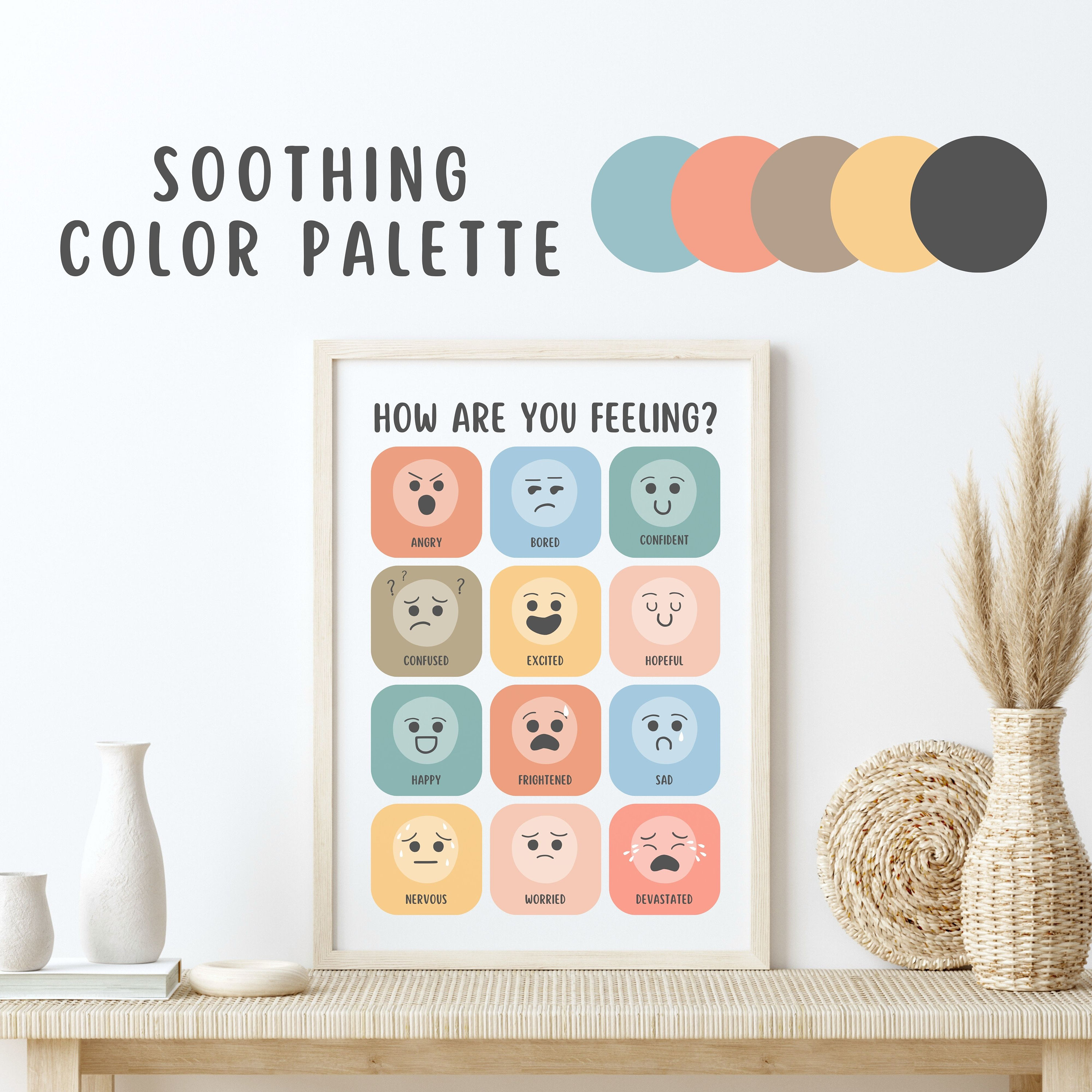 Feelings Calming Strategies Poster for Kids, Emotions Scale Chart ...
