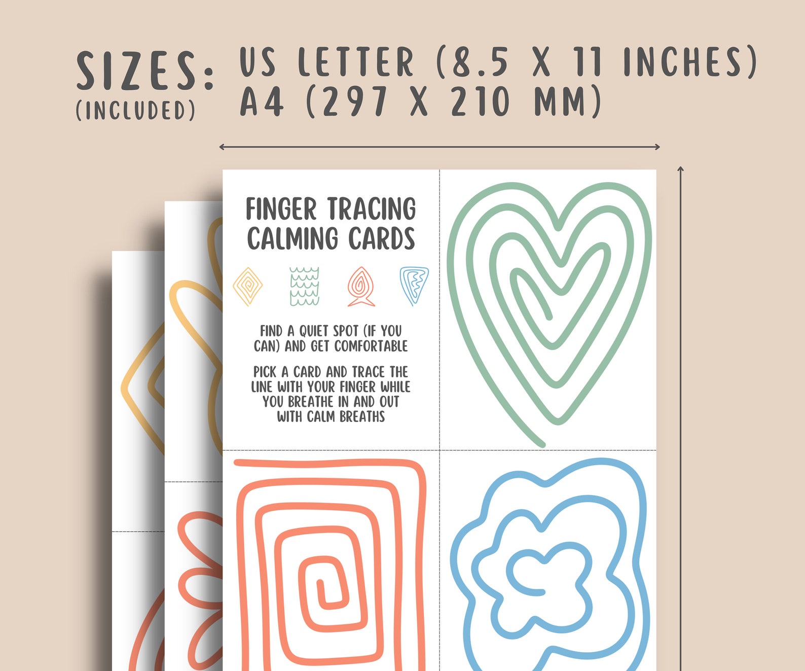 27 Finger Tracing Breathing Cards for Kids Teens, Calm Down Corner ...