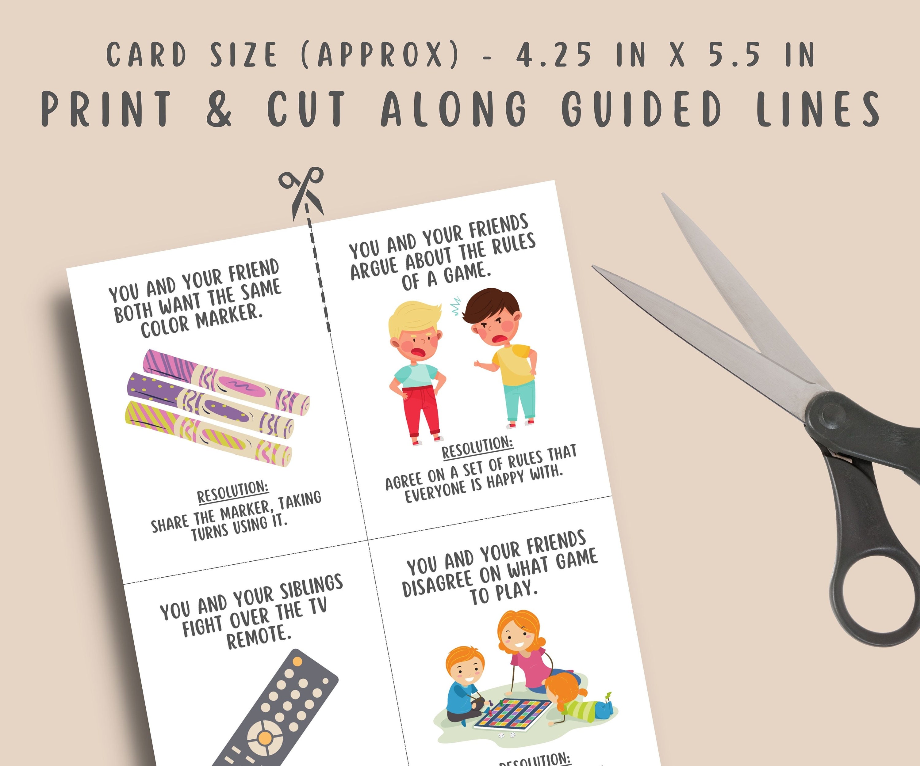 28 Conflict Resolution Flashcards for Kids, Social Emotional Learning ...