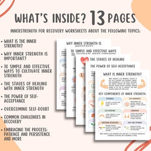 Inner Strength Worksheets for Recovery (13 Pages) Solution-focused ...