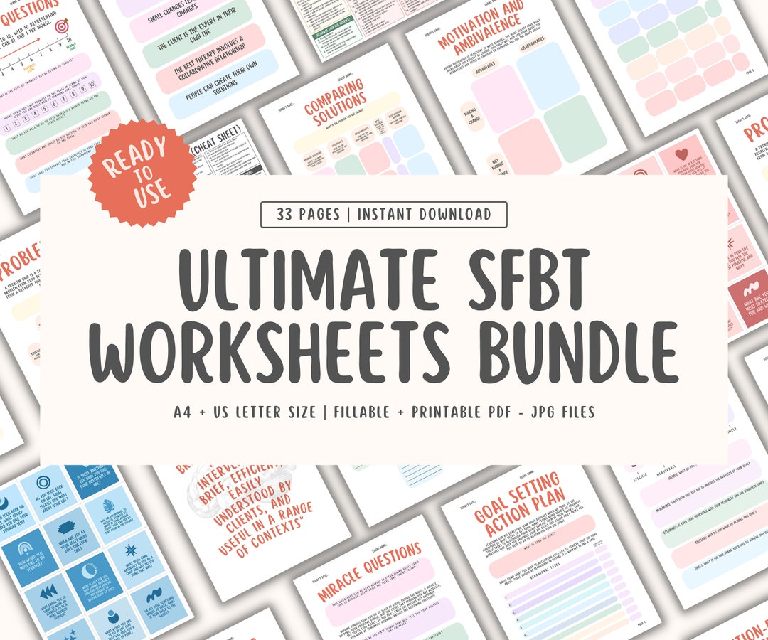 Solution Focused Therapy Worksheets, SFBT Worksheets, SFBT Questions ...