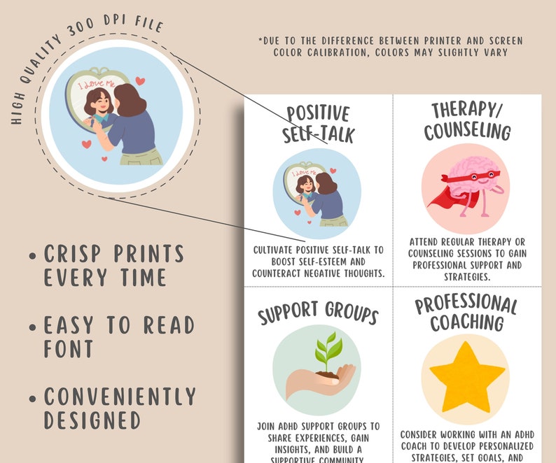 28 ADHD Coping Skills Flashcards for Adults, Attention Deficit Hyper ...