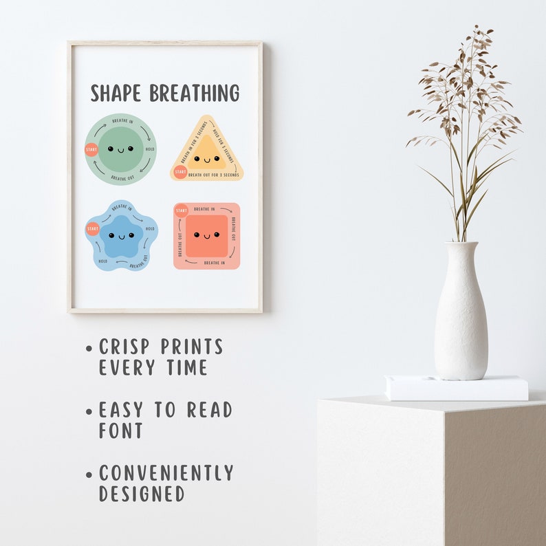 Shape Breathing Poster, Calming Corner Poster, Counseling Office Decor ...