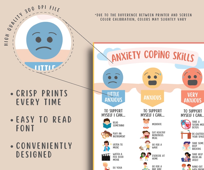 21 Anxiety Coping Skills Handout for Teens Kids Grounding - Etsy