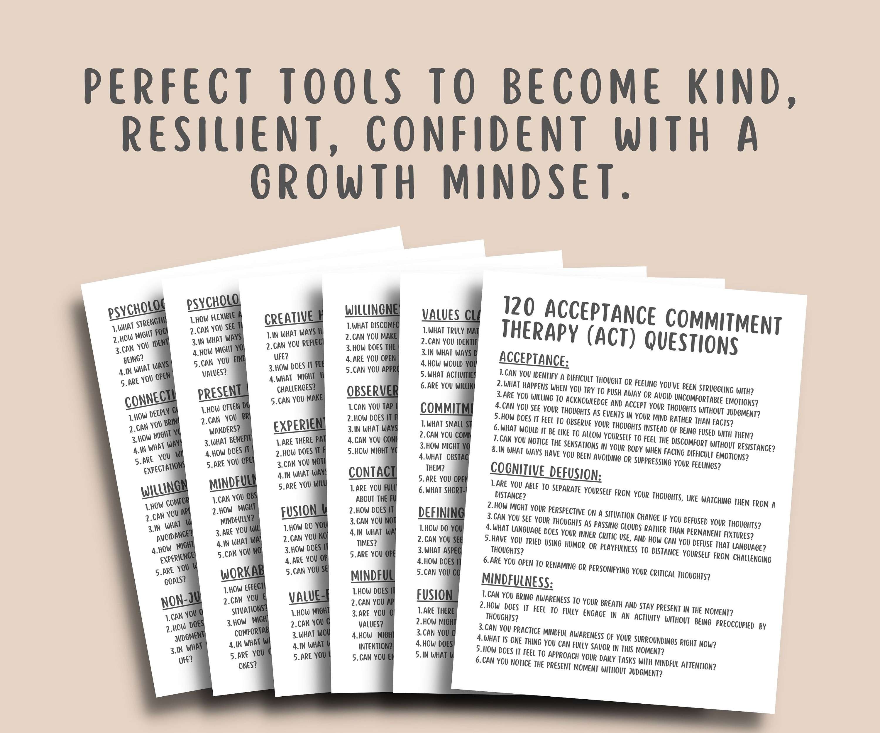 Acceptance and Commitment Therapy, 120 ACT Questions, Counseling ...