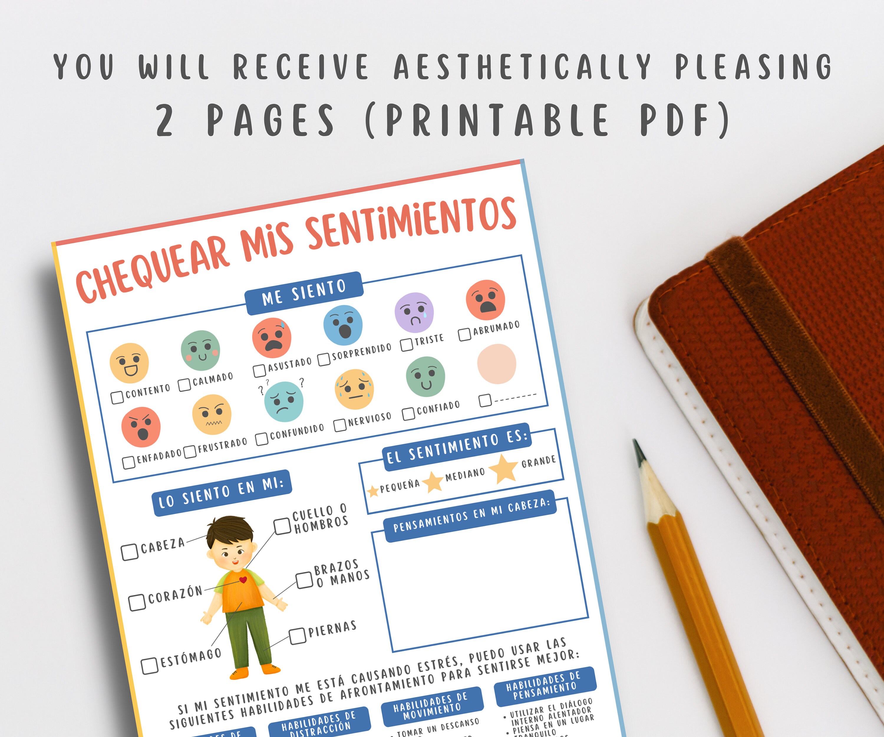 Feelings Check-in Spanish Worksheet for Kids & Teens - Etsy