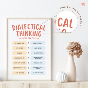 Dialectical Thinking Poster, DBT Poster, Therapy Wall Art, Therapist ...