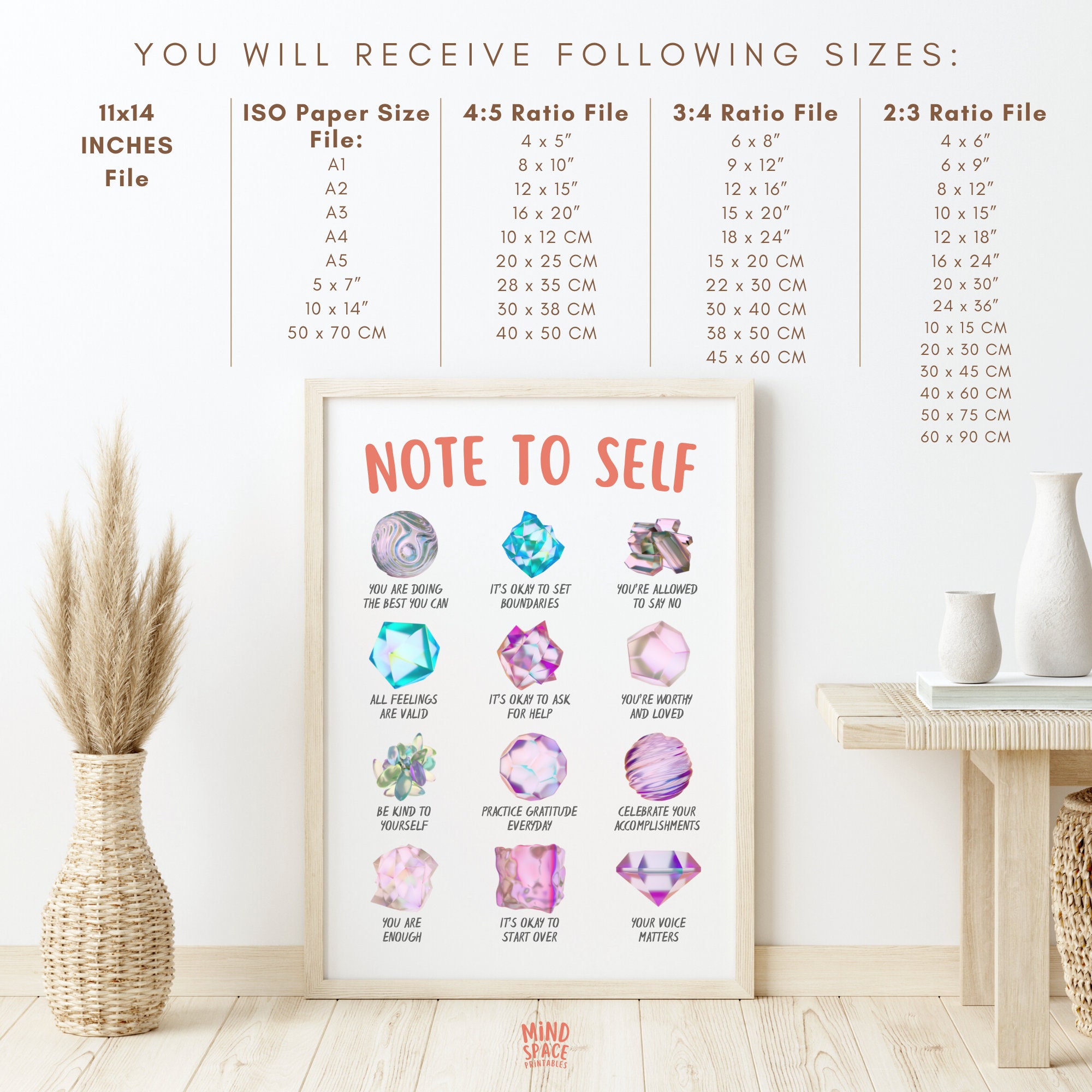 Note to Self Poster Self Reminder Wall Art Things to - Etsy UK