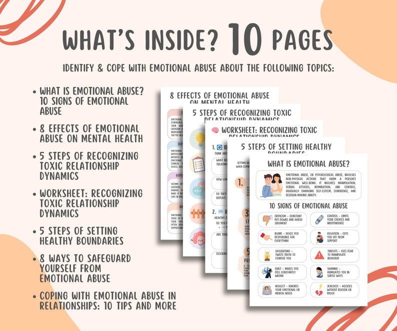 Emotional Abuse Worksheets (10 Pages) Identify Abuse, Coping Strategies ...