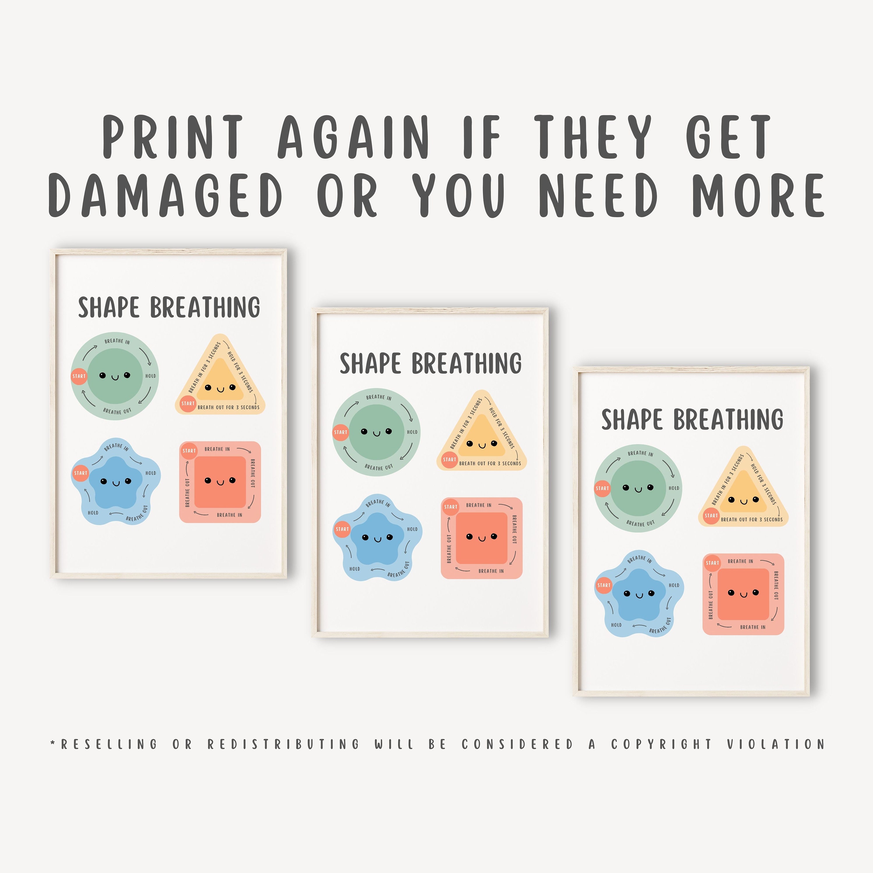 Shape Breathing Poster, Calming Corner Poster, Counseling Office Decor ...