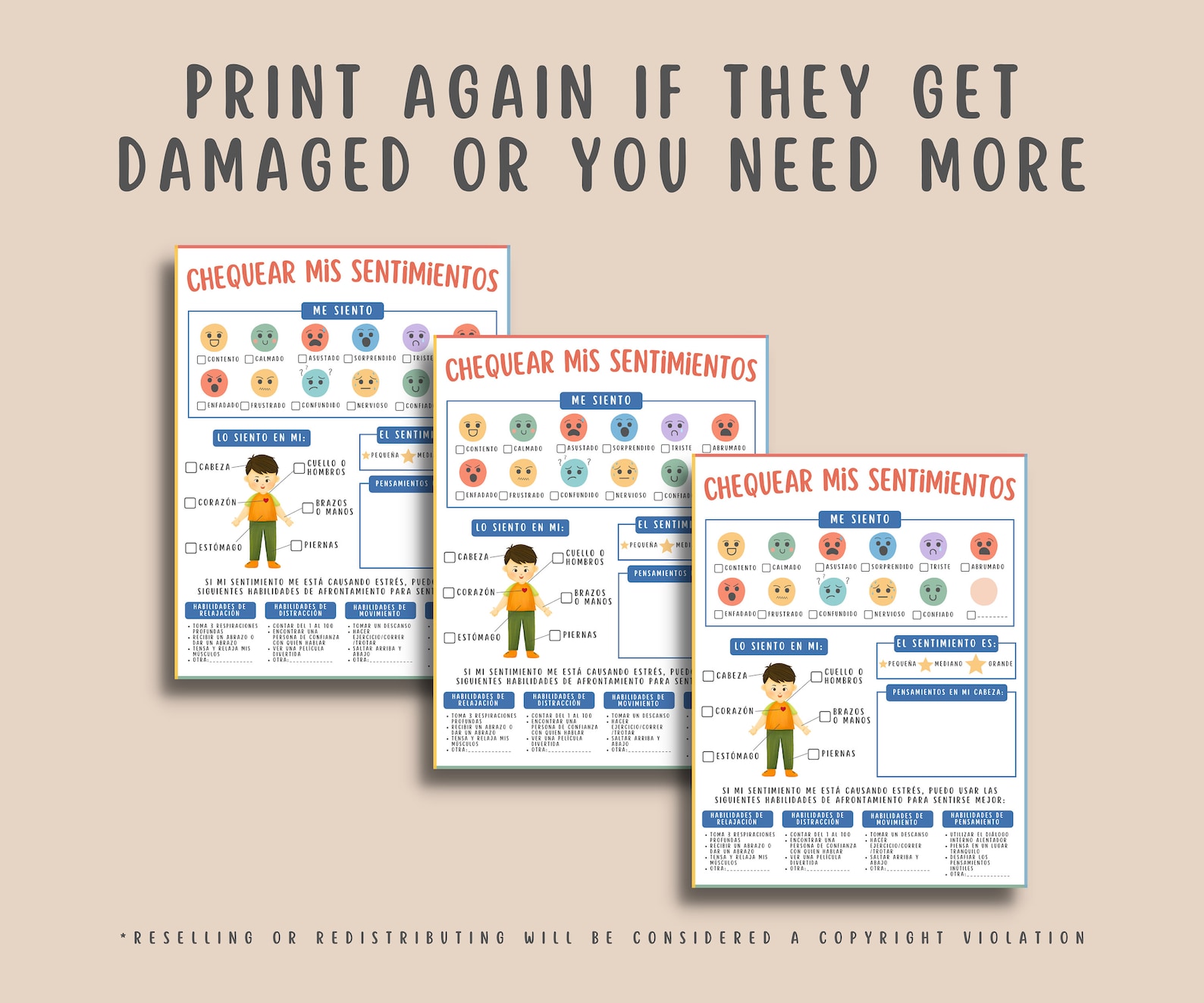 Feelings Check-in Spanish Worksheet for Kids & Teens - Etsy
