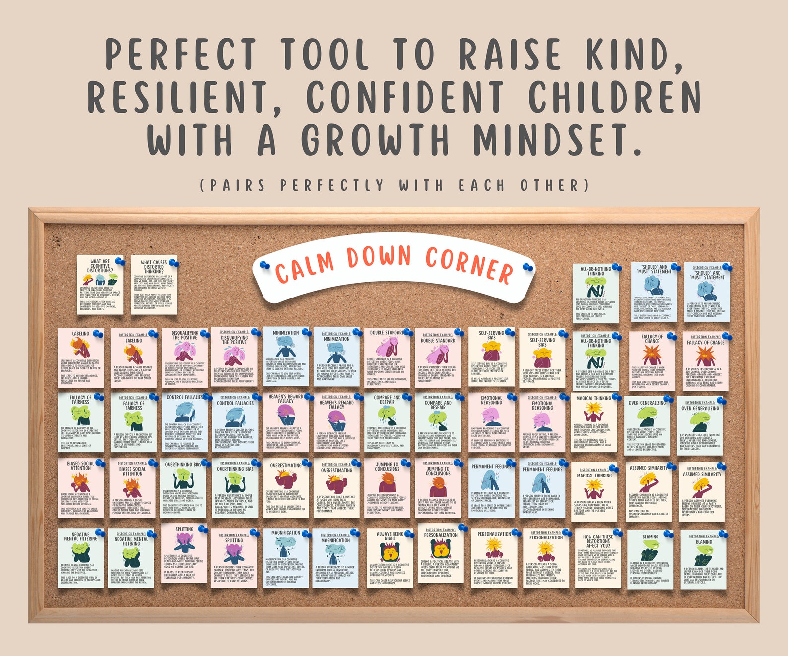 57 Cognitive Distortion Cards, DBT Coping Skill Cards, Unhelpful Ways ...