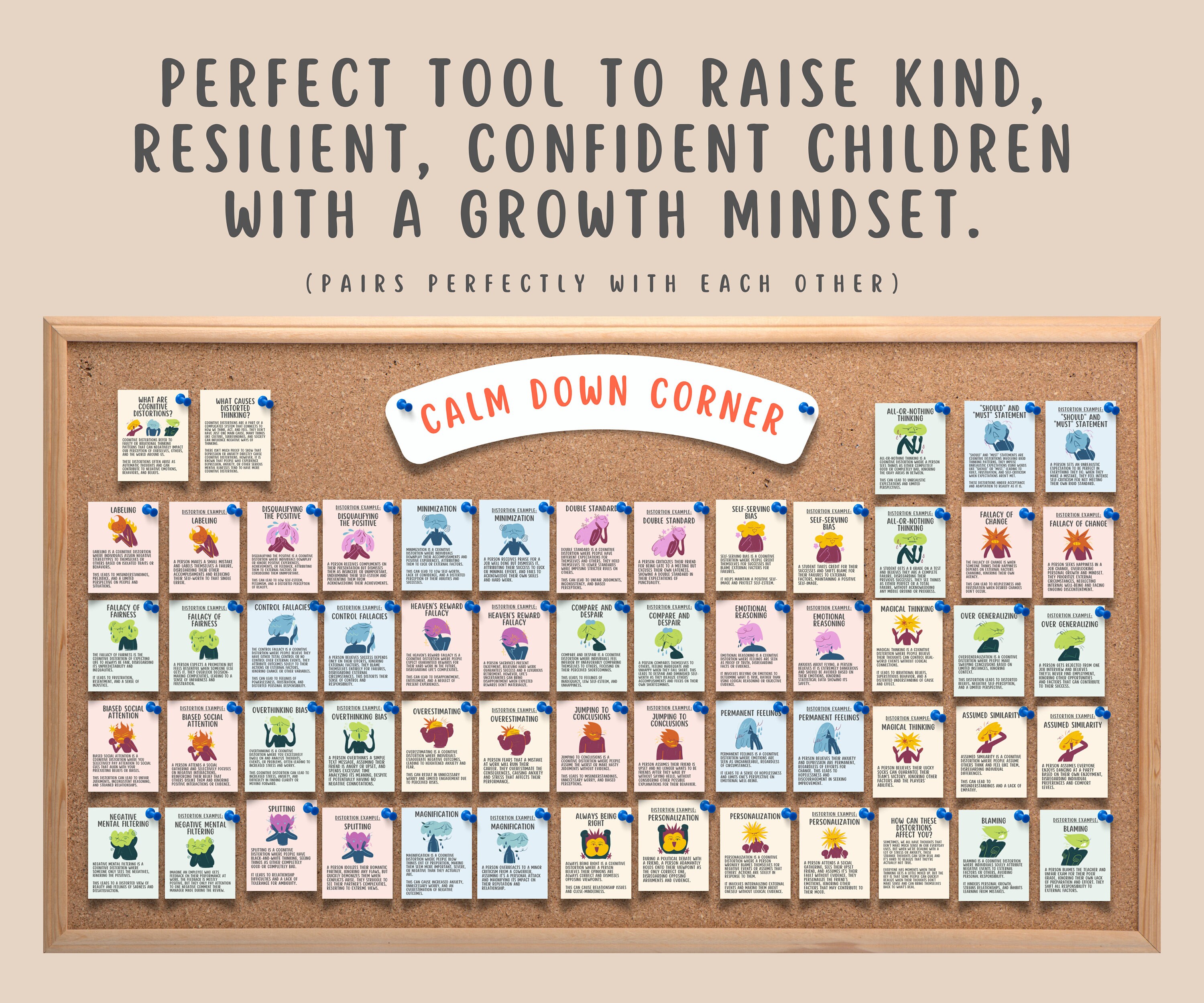 57 Cognitive Distortion Cards, DBT Coping Skill Cards, Unhelpful Ways ...