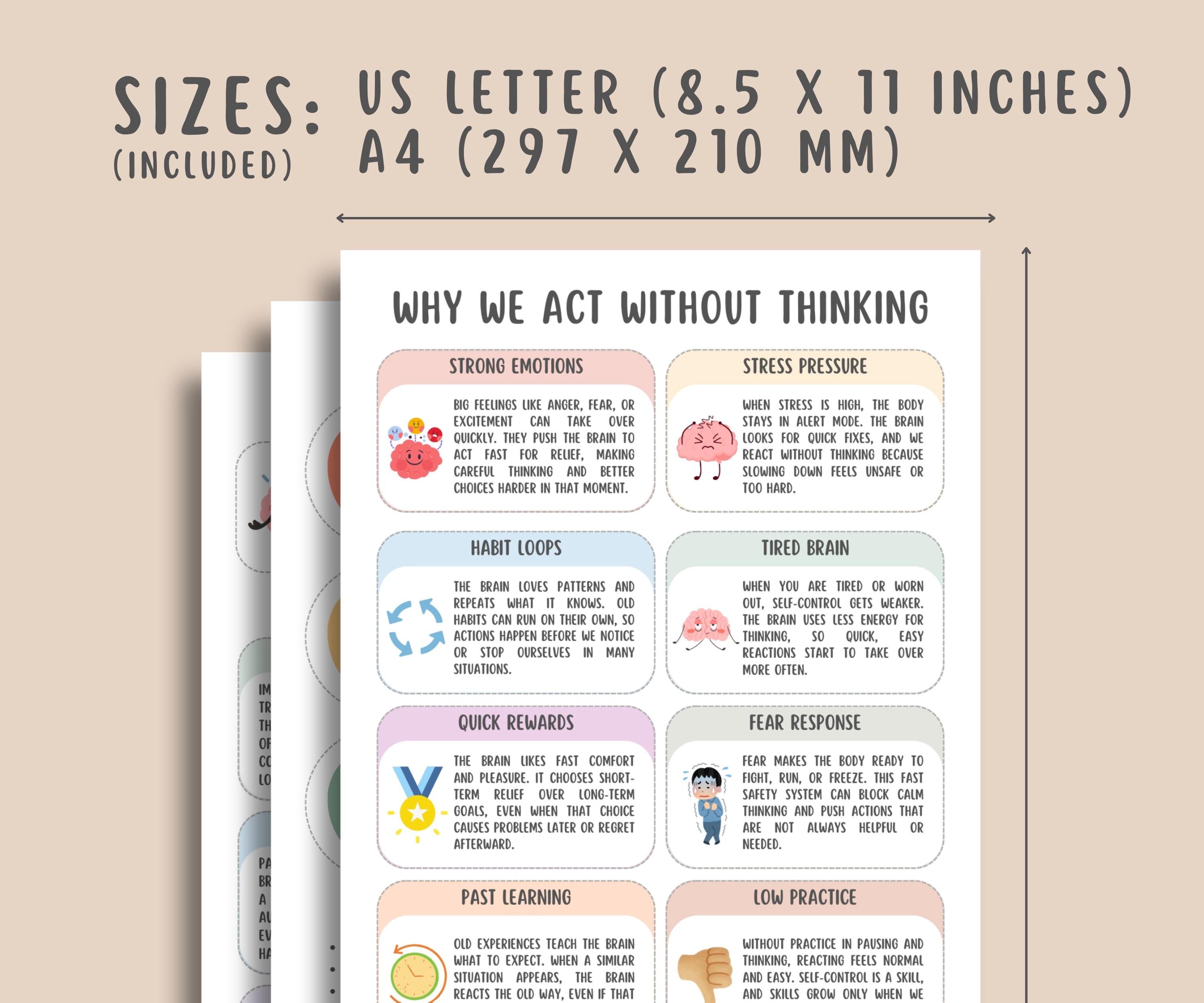 Stop Think Act Impulse Control Worksheets, Self Control Skills, CBT ...