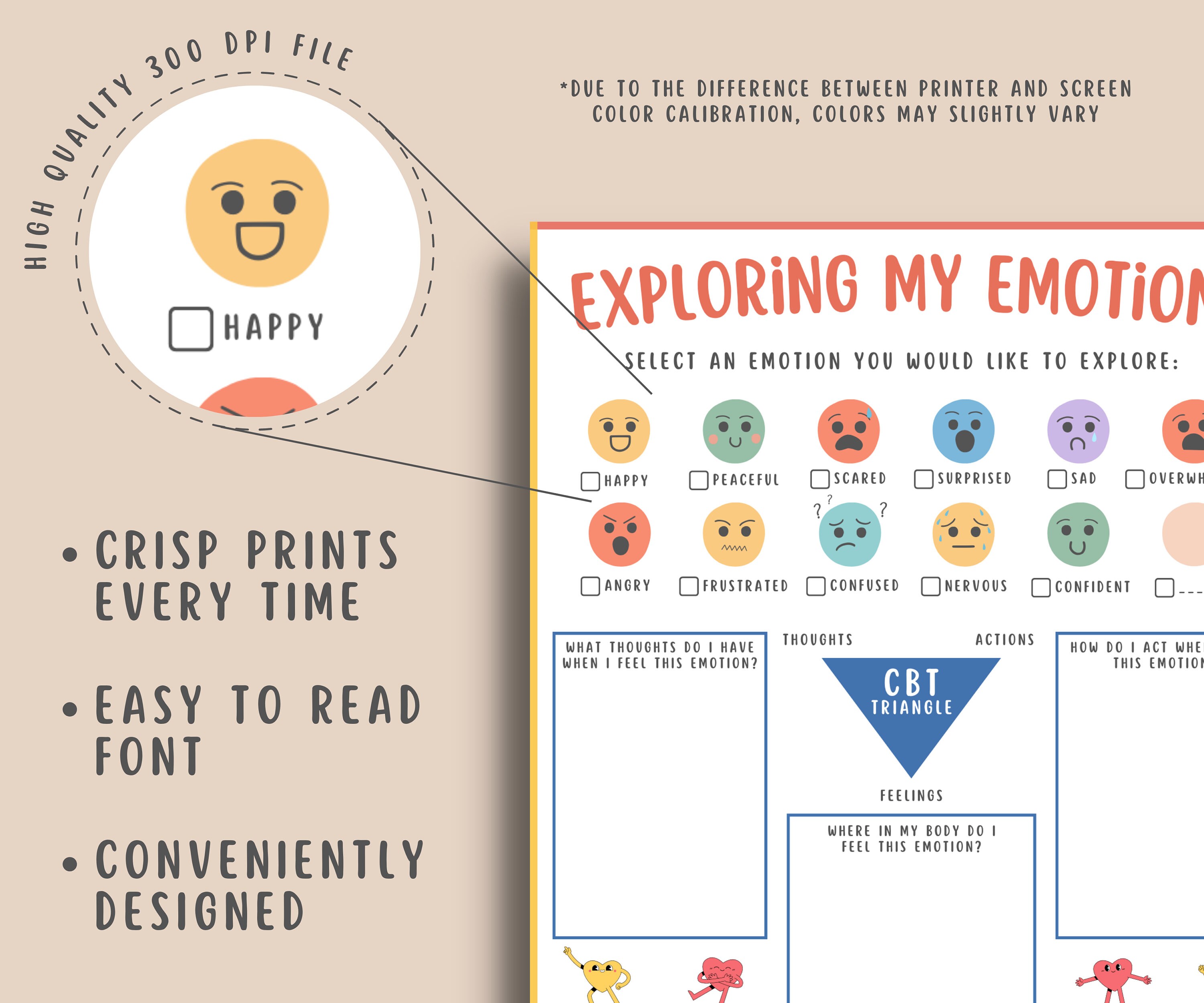 Feelings/emotions Check in CBT Worksheet for Teens & Kids - Etsy