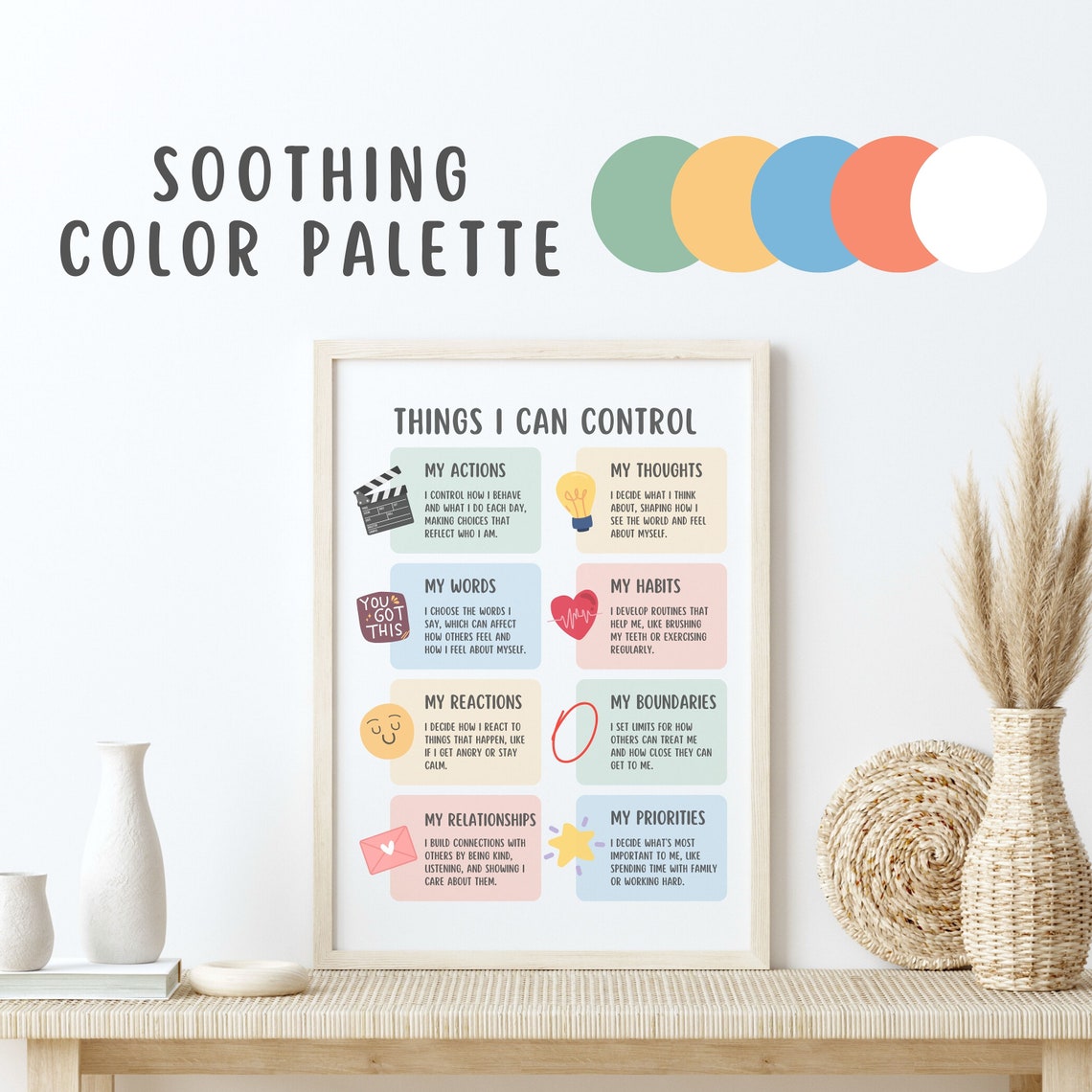 Circle of Control Poster Set of 2, Things I Can Control Calm Down ...