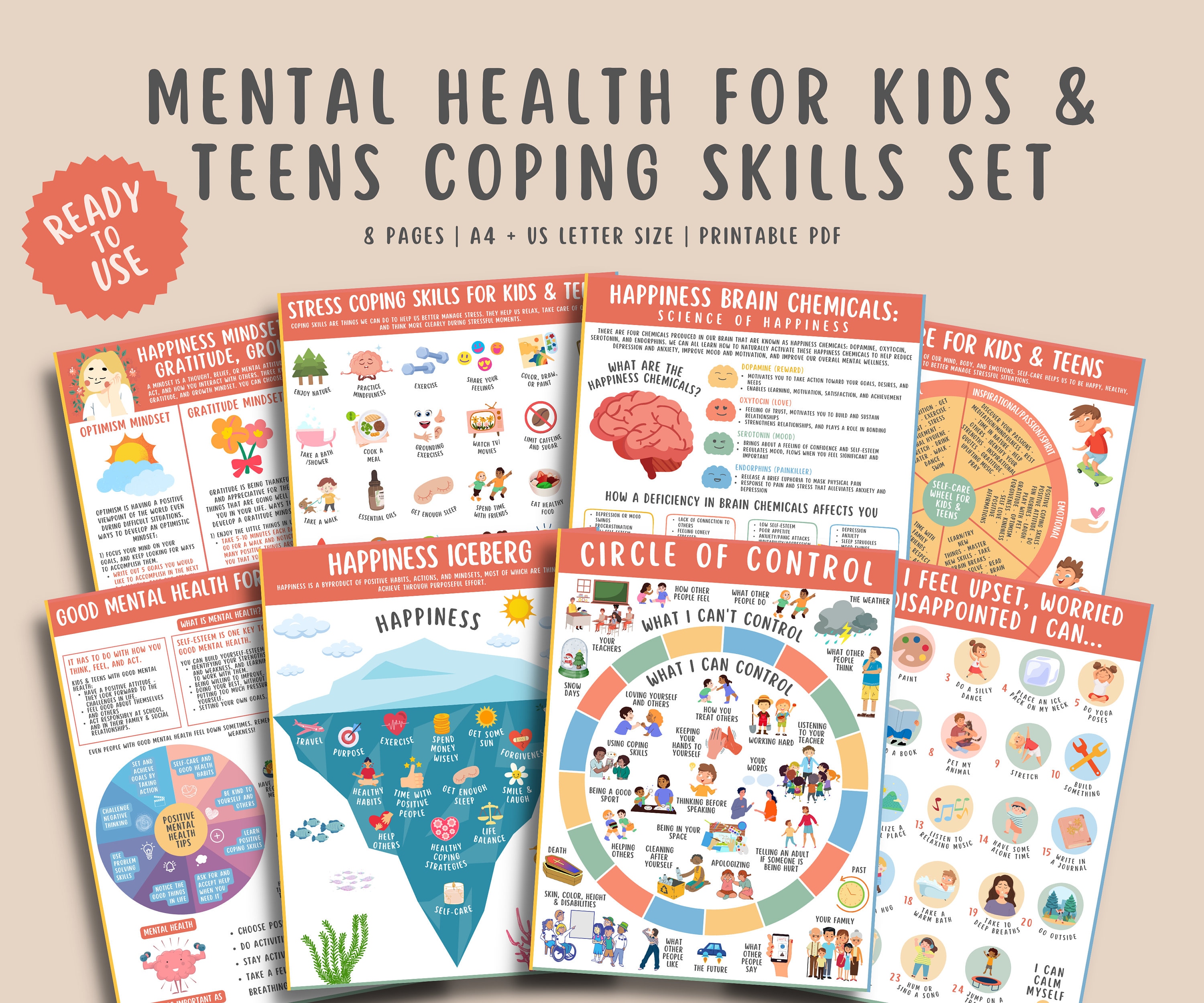 Mental Health Coping Skills Printable Bundle for Kids & Teens - Etsy