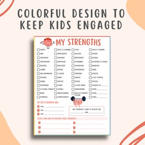 My Strengths Worksheet for Kids & Teens, Self Esteem Journal Children ...