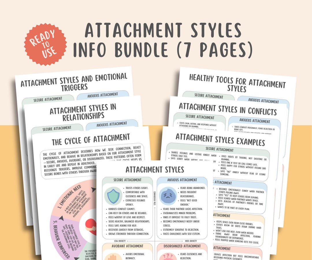 Attachment Styles Handouts (7 Pages) Relationship Patterns Print ...