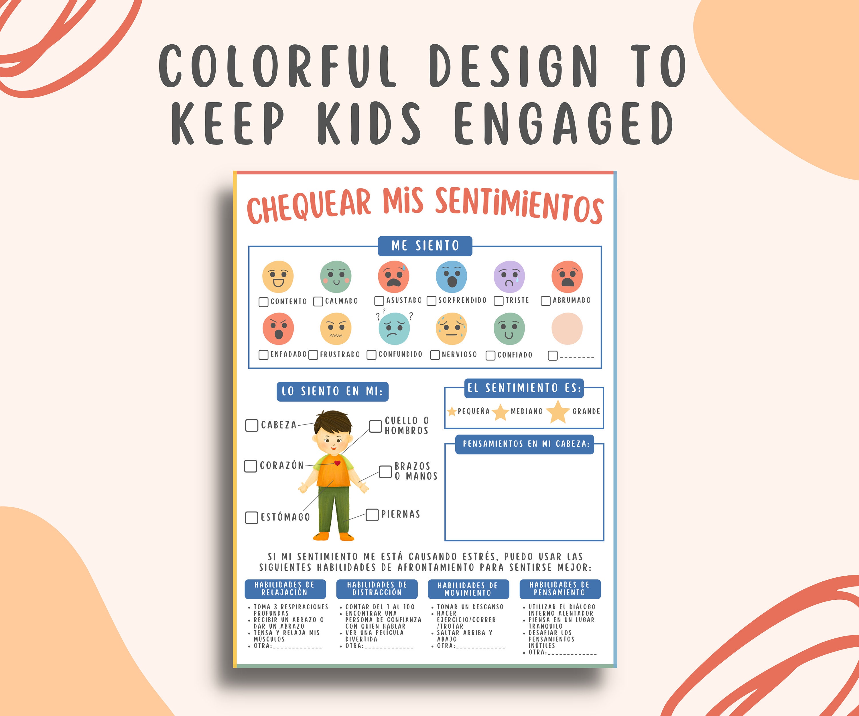 Feelings Check-in Spanish Worksheet for Kids & Teens - Etsy