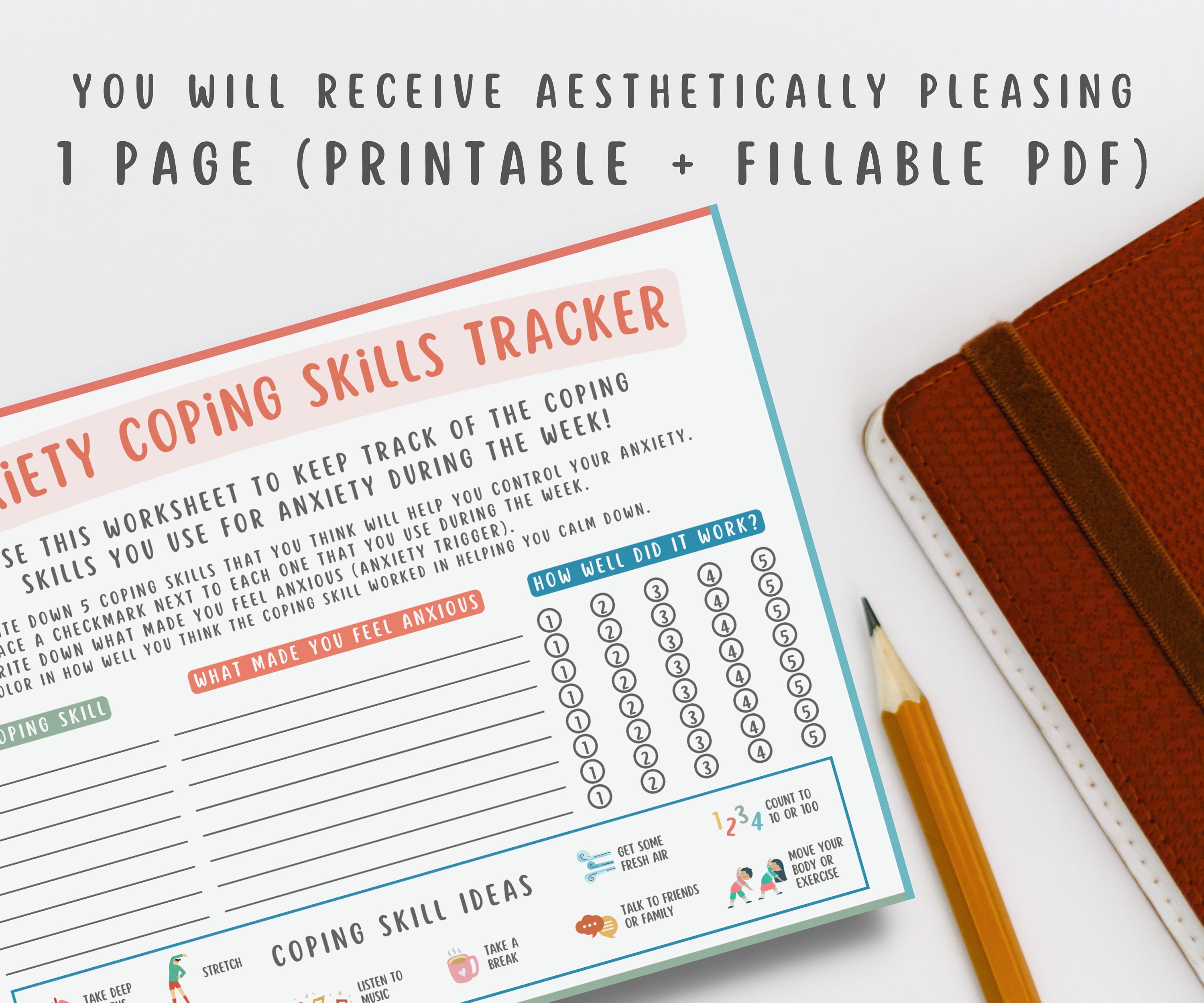 Anxiety Management Coping Skills Tracker Worksheet for Kids & - Etsy