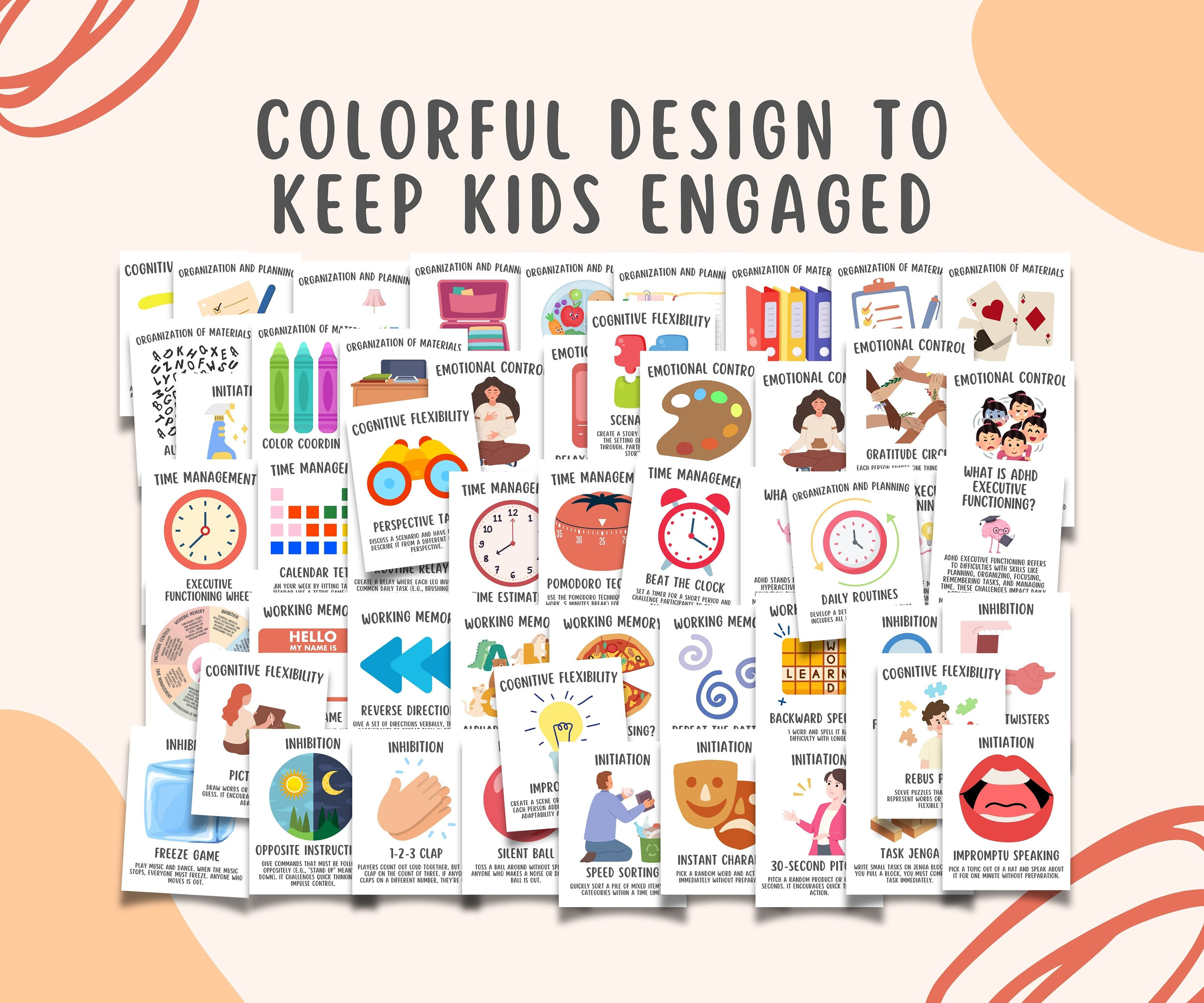 52 ADHD Executive Functioning Activity Flashcards for Adults, Executive ...