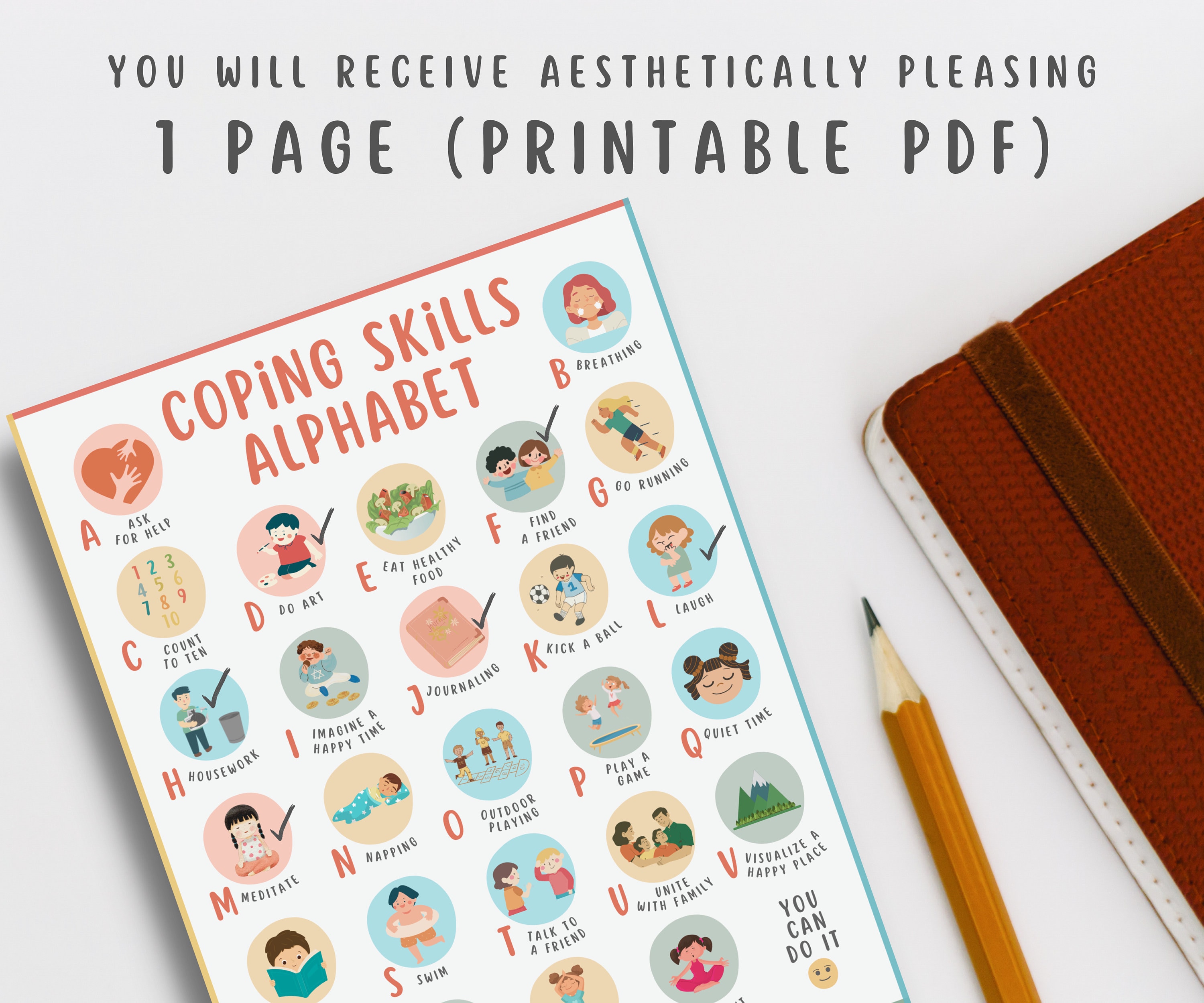 Alphabet Coping Skills for Kids Teens, Grounding Techniques, Social ...