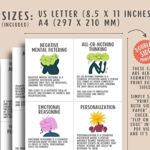 57 Cognitive Distortion Cards, DBT Coping Skill Cards, Unhelpful Ways ...