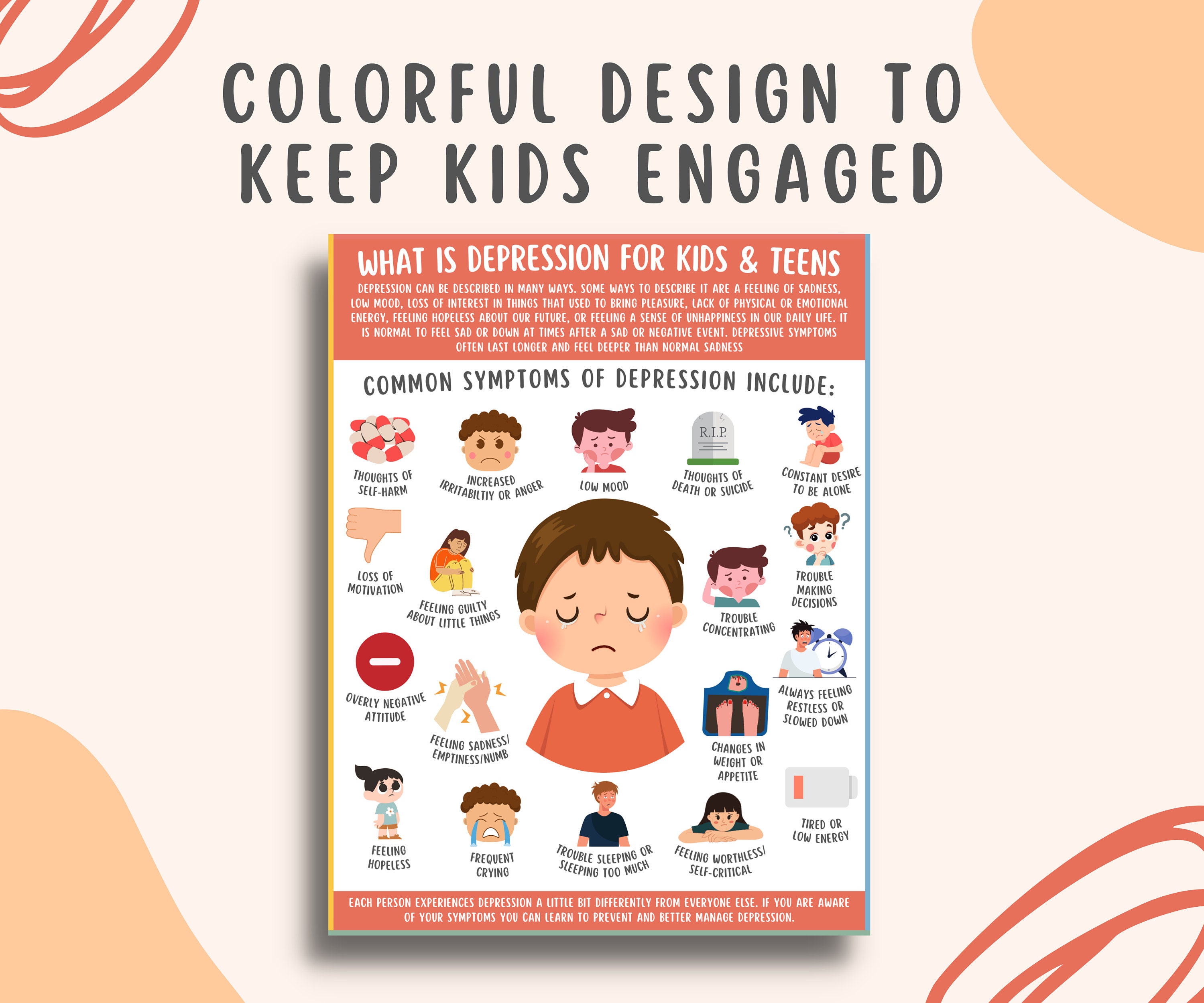 Depression Awareness Handout Kids Teens Mental Health - Etsy Depression Awareness Handout Kids Teens Mental Health - Etsy