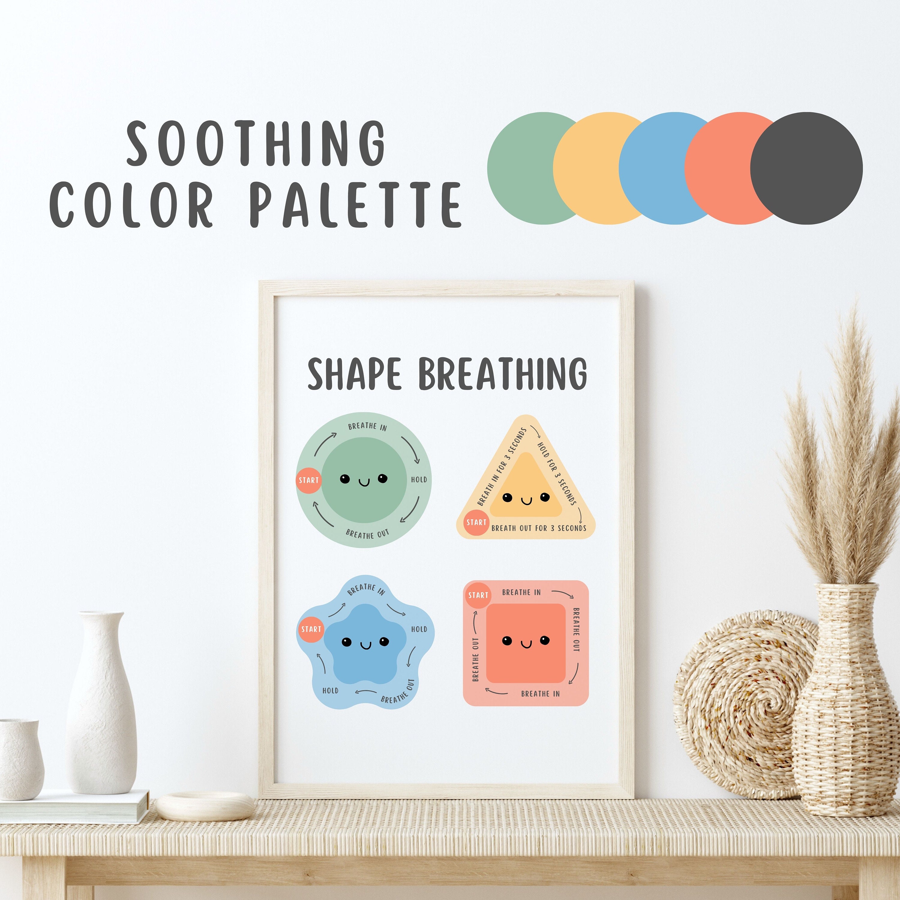 Shape Breathing Poster, Calming Corner Poster, Counseling Office Decor ...