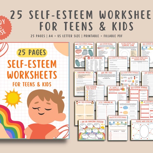 25 Self Esteem Worksheets Printables for Kids Teens - Etsy