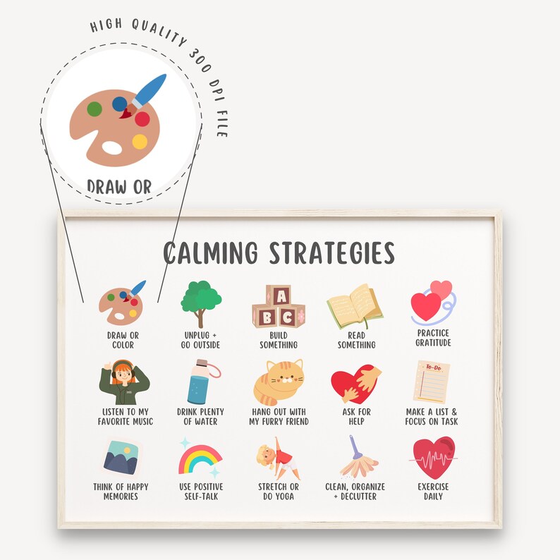 15 Calming Strategies Poster, Grounding Techniques, Calming Corner ...