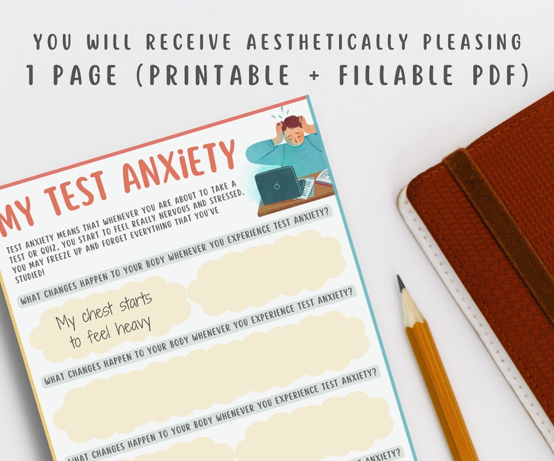 Test Anxiety Worksheet for Kids and Teens Help Children With - Etsy