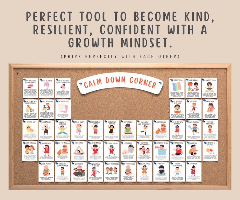 52 ADHD Superpower Strength & Coping Skill Cards, Executive Functioning ...