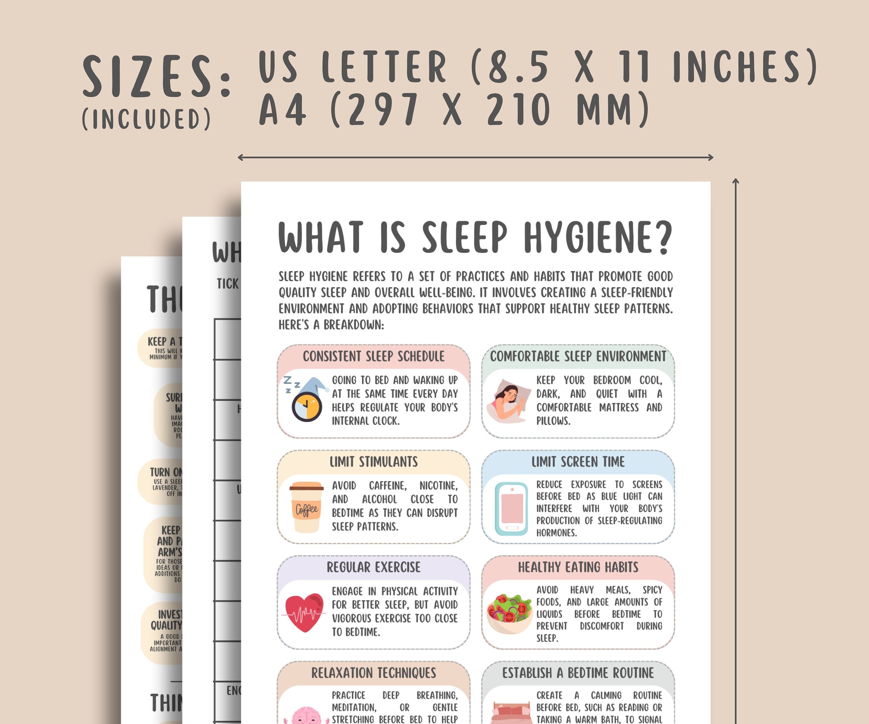 15 Sleep Hygiene Worksheets,sleep Journal & Tracker, Military Sleeping ...
