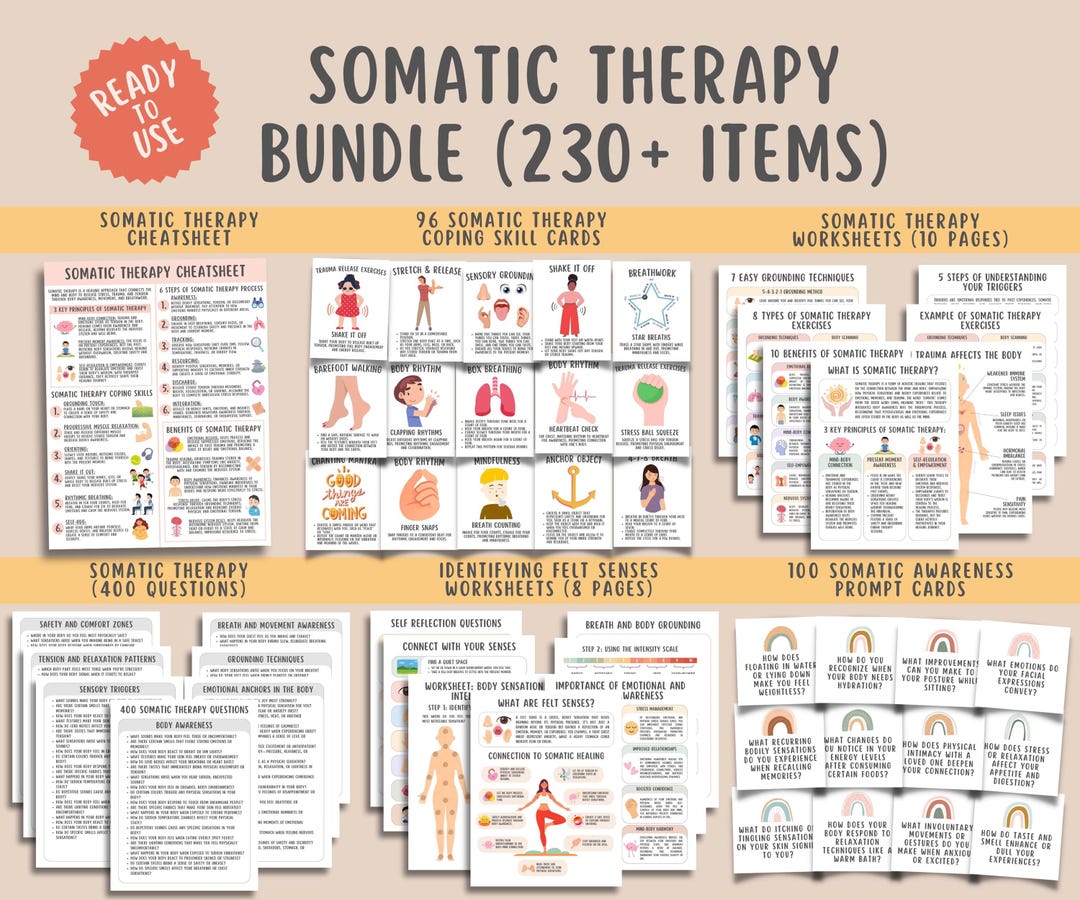 Somatic Therapy Coping Bundle (230+ Items) Identifying Felt Senses ...