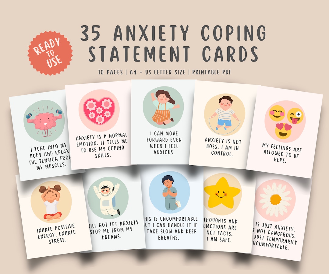 35 Anxiety Coping Statement Cards Teens Kids Anxiety Affirmations ...